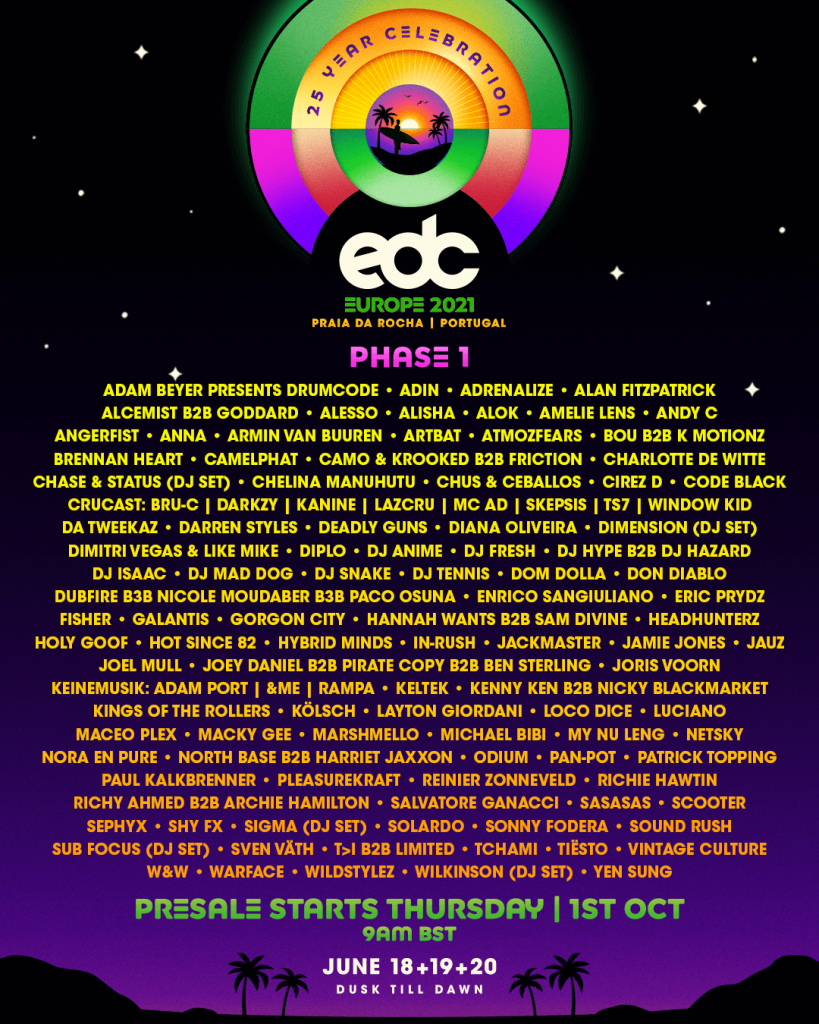Electric Daisy Carnival Portugal 2021 – das Line-up (Phase 1) ist da