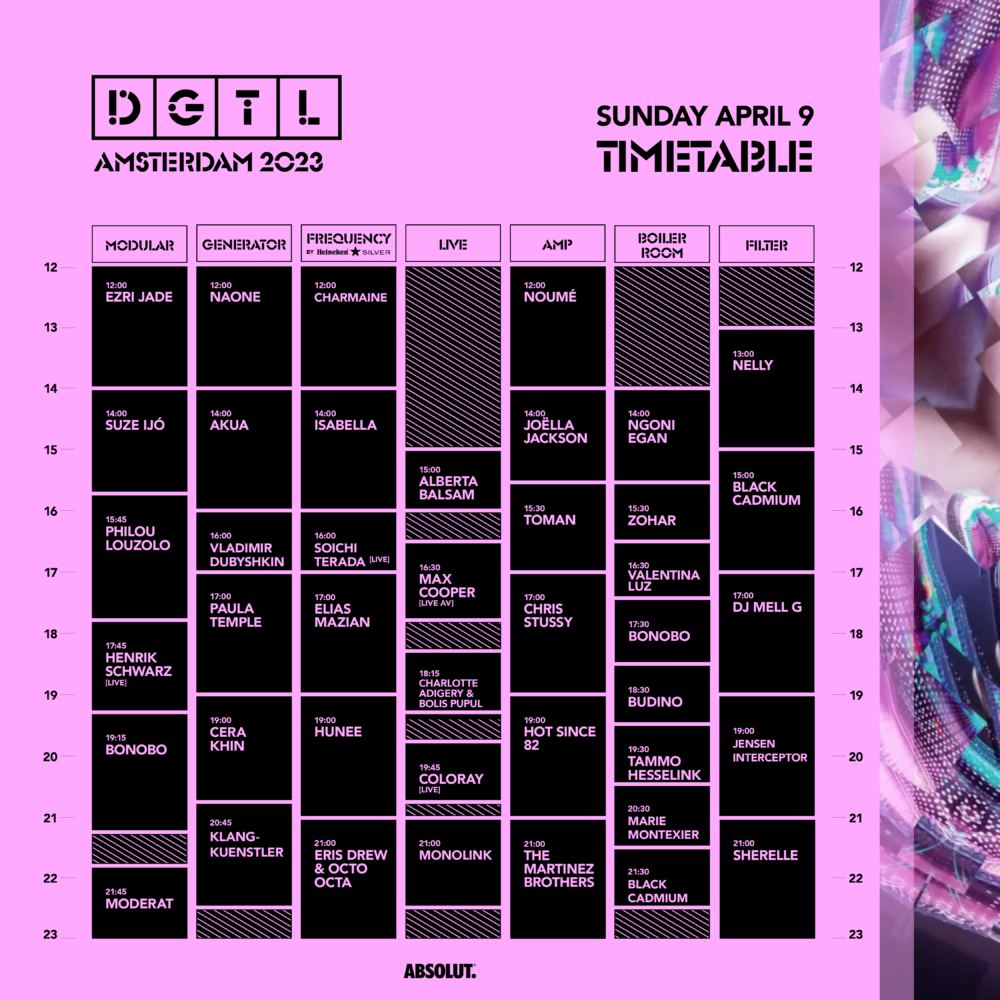 DGTL Amsterdam - hier ist der Timetable zur Oster-Edition