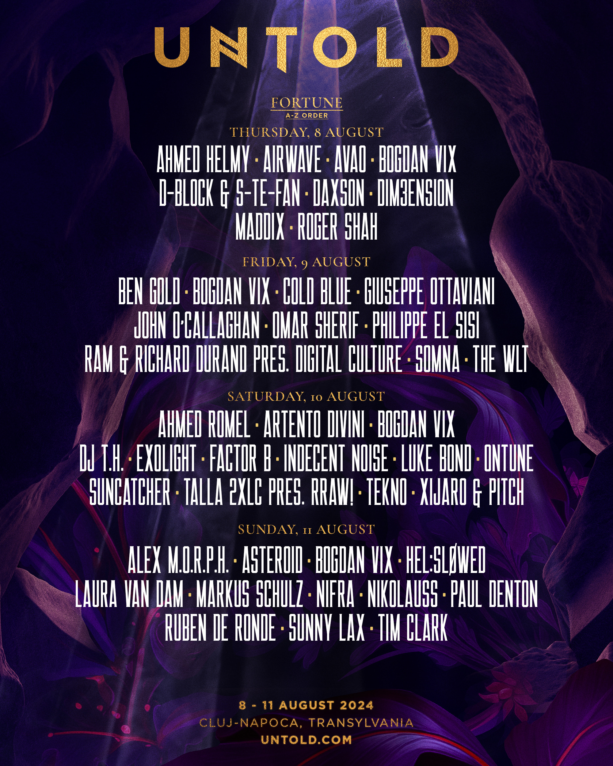 UNTOLD 2024 - das Line-up von vier Bühnen wurde veröffentlicht