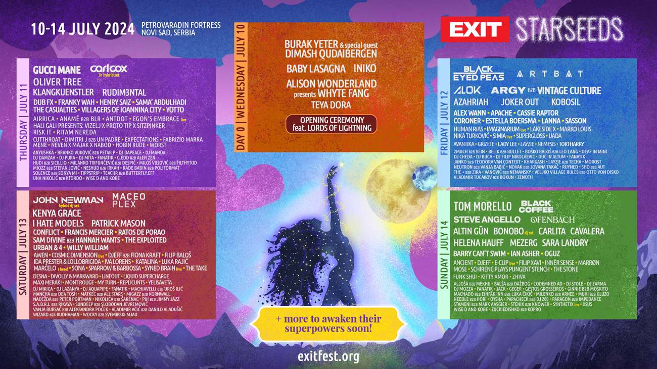 Exit Festival 2024 "Starseeds" – elektronisches Line-up vollständig